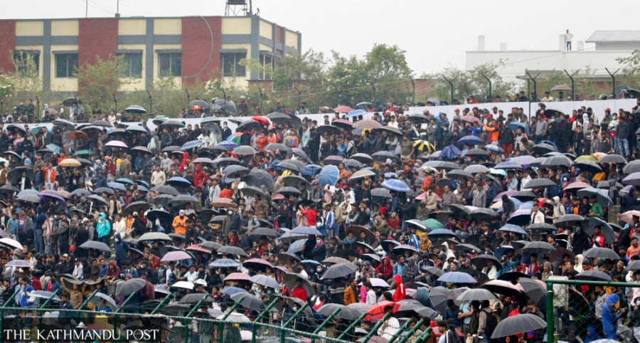 Cricket fans brave rain to cheer for Nepal